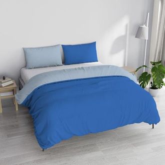 Italian Bed Linen Parure Copripiumino Ehebett, Leinen, Azzurro/Celeste, Doppelte