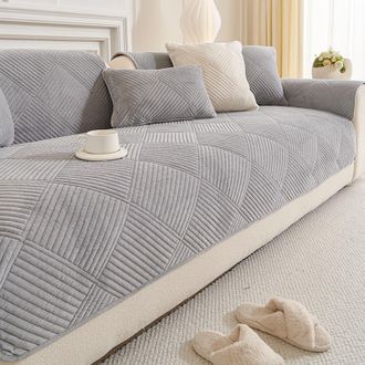 Generic Stretch-Sofa&uuml;berz&uuml;ge aus Samt, luxuri&ouml;ses Sofabezug-Set mit rutschfestem Gummiband - Couchbezug und Sofaschutz f&uuml;r Ecksofas, weich und strapazierf&auml;hig