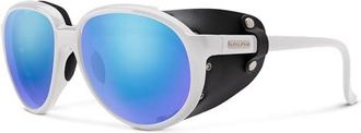 Suncloud Glacier Lunettes de soleil polaris&eacute;es - Protection UV 100 % - Coupe confortable, design tendance - Pour homme et femme - Blanc + verres miroir bleu po