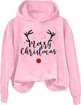 Generic Sweat à capuche de Noël pour femme à manches longues, pull de Noël pour femme avec capuche, sweatshirt Chirstmas avec imprimé renne Sweat à capuche dr