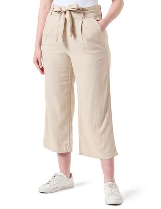 Only Damen Onlcaro Hw Linen Belt Culotte PNT Stoffhose, Oxford Tan, L