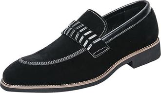 Generic Mocassins à enfiler pour homme - En cuir - Antidérapants - Confortables et classiques - Pour affaires, mariage, fête et marche quotidienne, Noir, 39 2