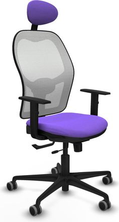 Piqueras y Crespo Schreibtischstuhl, wei&szlig; und lila, mit 1D-Armen, h&ouml;henverstellbare Lendenwirbelst&uuml;tze und festes Kopfteil, ausgestattet mit Syncro/Traslack und injizie