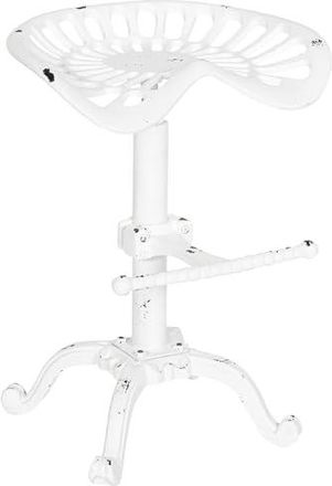 Clp Tabouret de Bar Industriel Butch I Si&egrave;ge en Fer Forg&eacute; Pieds en M&eacute;tal I Chaise de Bar Ergonomique Hauteur R&eacute;glable, Couleur:Blanc Antique