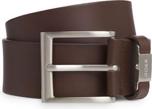 BOSS Hommes Connio Ceinture en cuir italien avec passant logoté et détail métallique brossé