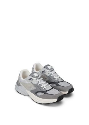 Marc O'Polo Sneaker MARC OPOLO Percy, Herren, Gr. 42, grau kombiniert, Glattleder, Mesh, Veloursleder, Schuhe Sneaker, Schn&uuml;rschuh, Freizeitschuh, Halbschuh mit W