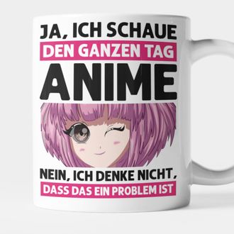 Generic Anime Tasse Anime Merch Geschenk Japan Comic Kinder Animation Kawaii Cosplay Anime Merchandise - ja, ich schaue den ganzen Tag Anime nein ich denke ni