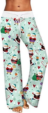 Generic Pantalon de pyjama long pour femmes moelleux : pantalon de pyjama pour femmes long No&euml;l dr&ocirc;le pyjama pantalons imprim&eacute;s de No&euml;l pantalons de loisirs p