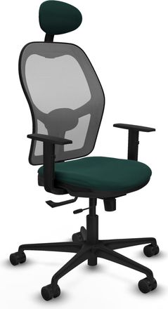 Piqueras y Crespo Stuhl mit 1D-Armen, h&ouml;henverstellbarer Lendenwirbelst&uuml;tze und festem Kopfteil, ausgestattet mit Syncro/Traslack und injiziertem Schaumstoff, Grau/Flas