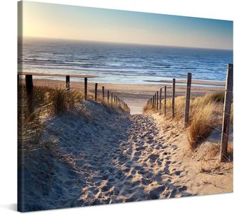 Picanova Bild auf Leinwand Weg zum Meer 100x75cm - Leinwandbild - Premium Leinwanddruck - Wandbild Kunstdruck Auf 2cm Holz-Keilrahmen Wohnzimmer Wanddekoration
