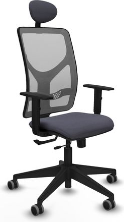 Piqueras y Crespo B&uuml;rostuhl mit 1D-Armlehnen und festem Kopfteil, ausgestattet mit Syncro/Traslack und Schneideschaum, mit Rollen von 65 mm, Parkett, Grau/Dunkelgrau