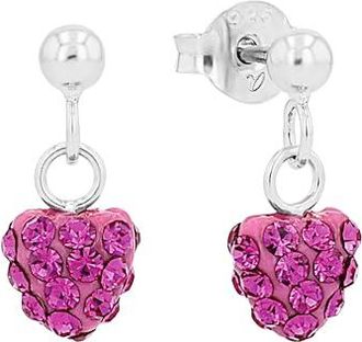 Amor Boucles doreilles en argent sterling 925 Filles Enfants Boucles doreilles, avec verre cristal, 1,3 cm, argent, coeur, Livré dans une boîte cadeau de b