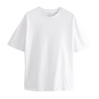 Next Herren Locker Rundhals-T-Shirt im Relaxed Fit Wei&szlig; XXL