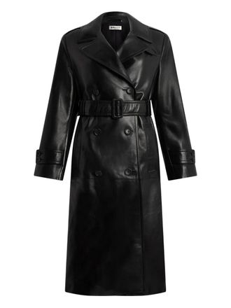 Bally double-breasted leather trench coat - Noir