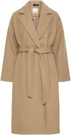 Ichi Ichi, Femme, Manteaux, Beige, Taille: 38 FR Veste Tigers Eye Style Classique