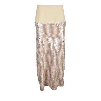 Erika Cavallini Semi Couture Pailletten Maxirock mit Rei&szlig;verschluss - - Skirts - Damen - Beige - S