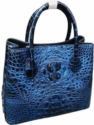 Generic Sac cabas pour femme en cuir dalligator authentique, sac &agrave; main f&eacute;minin &agrave; trois compartiments vert, sac bandouli&egrave;re simple en cuir de crocodile v&eacute;rita