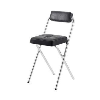 Generic Klappstuhl Gepolstert Camping mit Metallrahmen Küche Klappbar Bis 150kg Belastbar Platzsparend für Balkon Garten Hochzeit, Party, Picknick(Black,45cm)