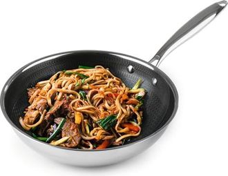 Kochwerk Rachs Pfanne Wok mit Wabenstruktur &Oslash; 28 cm | Wok Edelstahl antihaftbeschichtet f&uuml;r fettarmes Braten ohne Kleben | f&uuml;r alle Herdarten, auch Induktion |