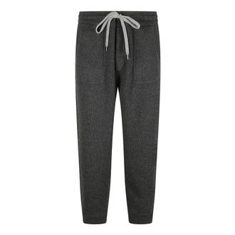 Brunello Cucinelli Homme, Pantalons, Gris, Taille: S Joggers en maille anglaise de cachemire