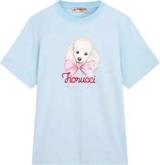 Fiorucci Femme, Tops, Bleu, Taille: 40 FR Poodle Logo Regular T-Shirt
