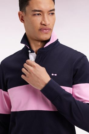 Eden Park Maillot &Agrave; Manches Longues En Jersey &Eacute;pais Marine Broderie Dos Coupe Droite