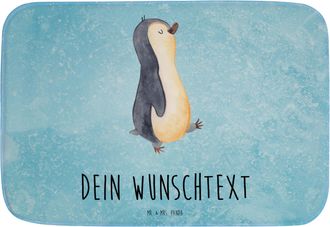 Mr. & Mrs. Panda Personalisierte Badematte Pinguin marschieren - Geschenke, Unausgeschlafen, Badtextilien, Pinguine, Bruder, Applaus, Familie, Duschvorlage, Bad Teppic