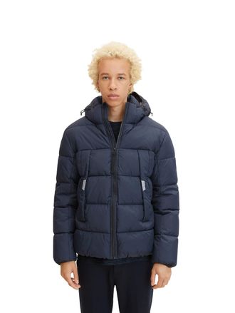 Tom Tailor Herren Puffer Jacke mit abnehmbarer Kapuze 1034586, 10668 - Sky Captain Blue, XS