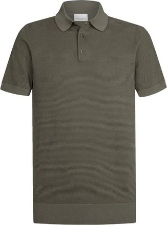 Profuomo Unifarbenes Strick-Poloshirt in Reiskornstruktur in