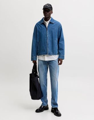Jack & Jones Chris jean relaxed taille haute en denim bleu