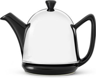 Bredemeijer Steingut-Teekanne Cosy Manto schwarz mit filzisoliertem Edelstahlmantel hochglanzpoliert 0,6 ltr