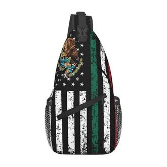 Generic Drapeau Mi-Mexicain, Mi-Am&eacute;ricain Sacoche Bandouliere Pratique Pochette Epaule D&eacute;contract&eacute; Sac Poitrine Pour Cyclisme Randonn&eacute;e Voyage