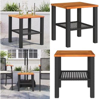 vidaXL Vidaxl - Table de jardin noir 40x40x42 cm r&eacute;sine tress&eacute;e et bois acacia - Table De Jardin - Mobilier De Jardin - Table Ext&eacute;rieure - Table Patio