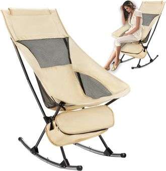 Generico Faltbarer Campingstuhl, Rocker aus Oxford-Stoff, zusammenklappbar, Outdoor-Stuhl mit Bodentasche, tragbar, f&uuml;r Terrasse, Pool und Zubeh&ouml;r f&uuml;r Acam