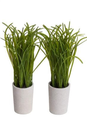 Botanic-Haus künstlicher Grasbusch im grauen Topf (2 Stück)