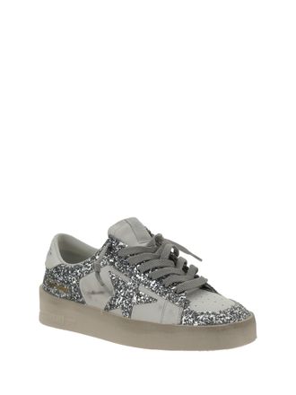 Golden Goose Womens Leather Sneakers White-Silver White/silver