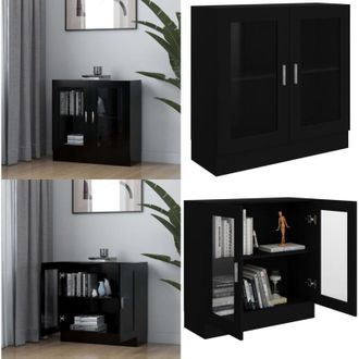 vidaXL Vidaxl - Vitrinenschrank Schwarz 82,5x30,5x80 cm Holzwerkstoff - B&uuml;cherregal - Vitrinenschrank - Regal Schwarz - Holzm&ouml;bel - Wohnzimmerm&ouml;bel - Home &