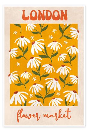 Posterlounge Flower Market London I Poster von Pineapple Licensing 70 x 100 cm Orange Wandbilder Wanddeko