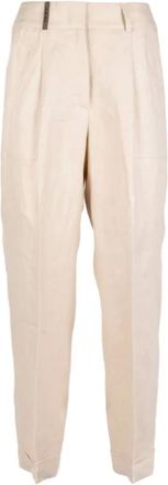PESERICO Femme, Pantalons, Beige, Taille: 42 FR Pleated-detail Turn-up Pantalons
