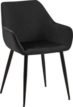 Clp Esszimmerstuhl gepolstert mit Lehne Luena, Küchenstuhl mit Samt oder Stoff, Sessel mit Metallgestell schwarz bis 150 kg belastbar, Farbe:schwarz, Mate