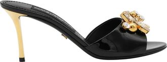 Dolce & Gabbana Sandalen - Open Toe High-Heeled Sandals With Crystal Accents - Gr. 37 (EU) - in Schwarz - f&uuml;r Damen