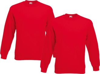 Fruit Of The Loom 2er Herren Sweatshirt Classic Set In Sweat M L XL XXL 3XL 4XL 5XL| Oeko-Tex Zertifiziert |Verschiedene Farbsets & HLKauf-Block(2X Rot & 1x HLKauf-Bloc