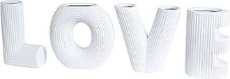 Gilde Deko Vasen Set Love - 4 teiliges Vasenset aus Keramik - Schriftzug Love - Geschenke für Frauen Weihnachten Hochzeit Geburtstag - Farbe: Creme - Höhe 1