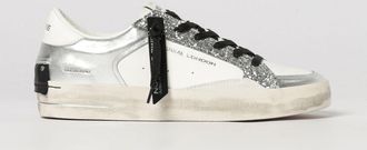 Crime London Skate Bicolor Low-Top-Sneaker aus laminiertem Leder und Glitzer-Baumwolle