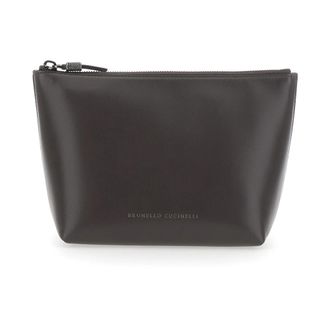 Brunello Cucinelli Kalbsleder-Pochette mit Monili - - Bags - Damen - Braun - ONE SIZE