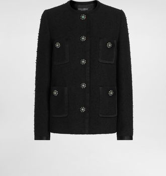 Dolce & Gabbana Jacke Aus Raschel-flechtgewebe - Frau Blazer Schwarz 42