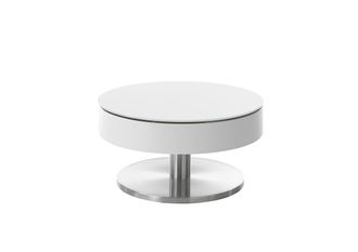 Robas Lund Couchtisch Rund weiß, Wohnzimmertisch Edelstahl gebürstet, BxHxT 79x4079 cm