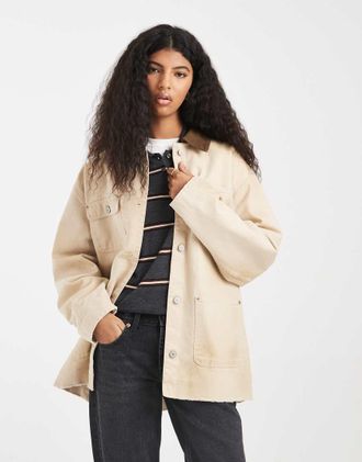 Tommy Jeans Chore-Jacke in Beige mit Oversize-Schnitt-Neutral