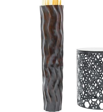 Leewadee Große Deko Bodenvase Für Dekozweige, Hohe Standvase Für Pampasgras, Design Holzvase, 85 cm, Braun