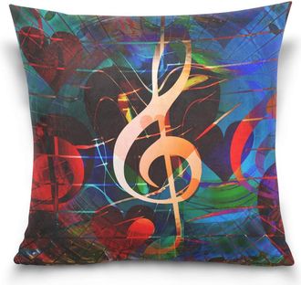 Linomo Kissenbezug 40x40 cm, Musik Note Dekorative Kissenbezug Kissenh&uuml;lle f&uuml;r Couch Sofa Bett Hause